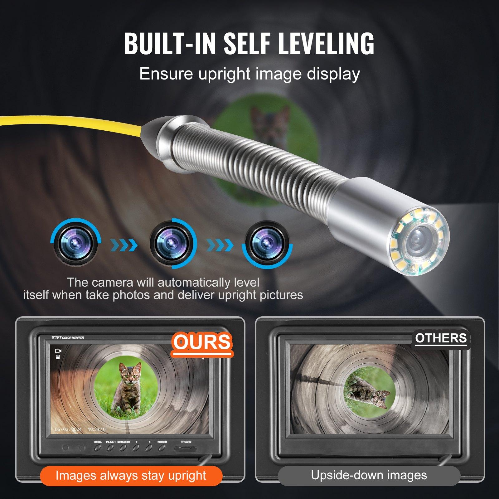VEVOR Sewer Camera with 512Hz Locator, 165 ft/50 m, 9" Drain Inspection ...