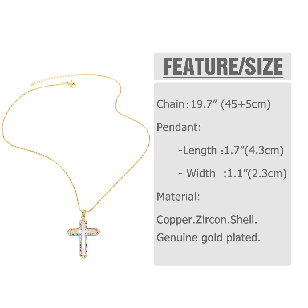 Virgin Mary Cross Zircon Pendant Necklace, Gold Plated Clavicle Chain ...