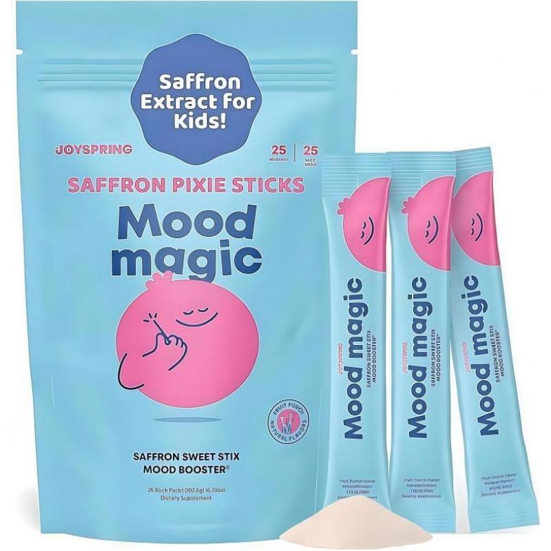 Mood Magic Stix for Kids – 25 Natural Flavor Pixie Sticks with Saffron, Magnesium & L-Tryptophan ...