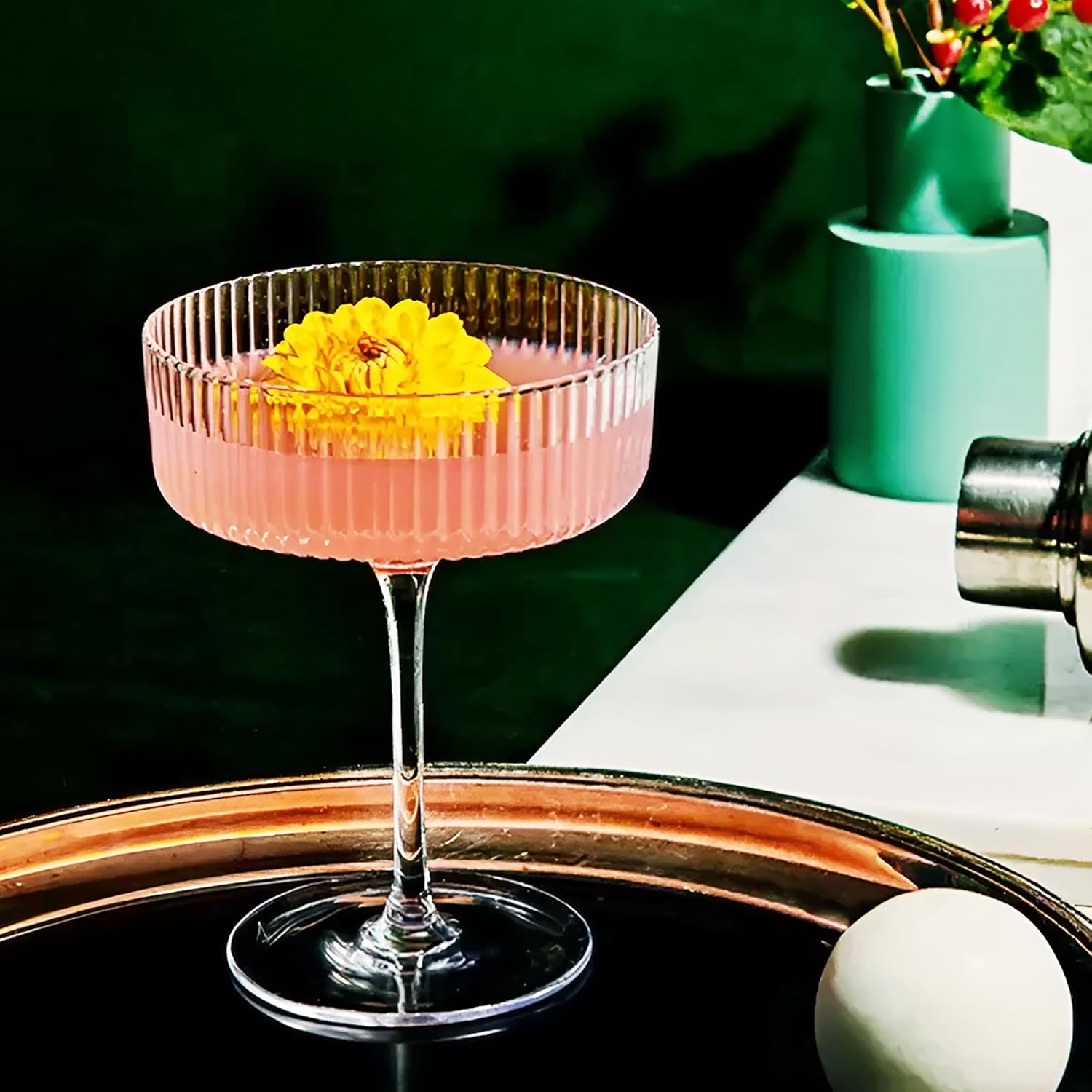 6 count Coupe Glasses 10 oz, Martini Glasses, Margarita Glass, Ribbed ...