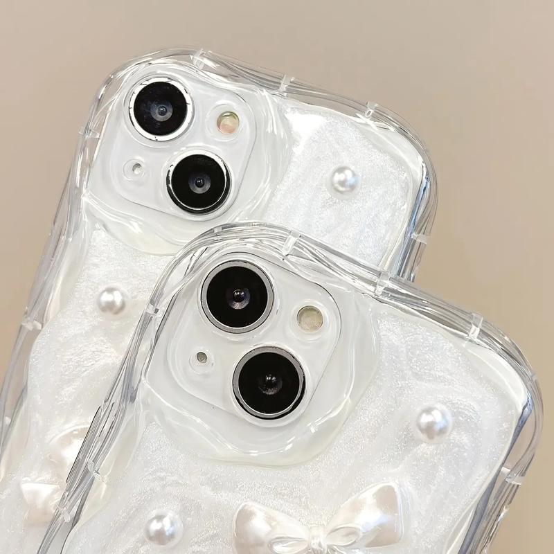 Hot-selling Compatible with 17 Pro Max Cream Wave Epoxy Bowknot 16 with ...