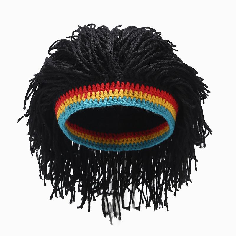 Rasta Wig Beanie Caps For Men Handmade Crochet Winter Warm Hat Gorros ...