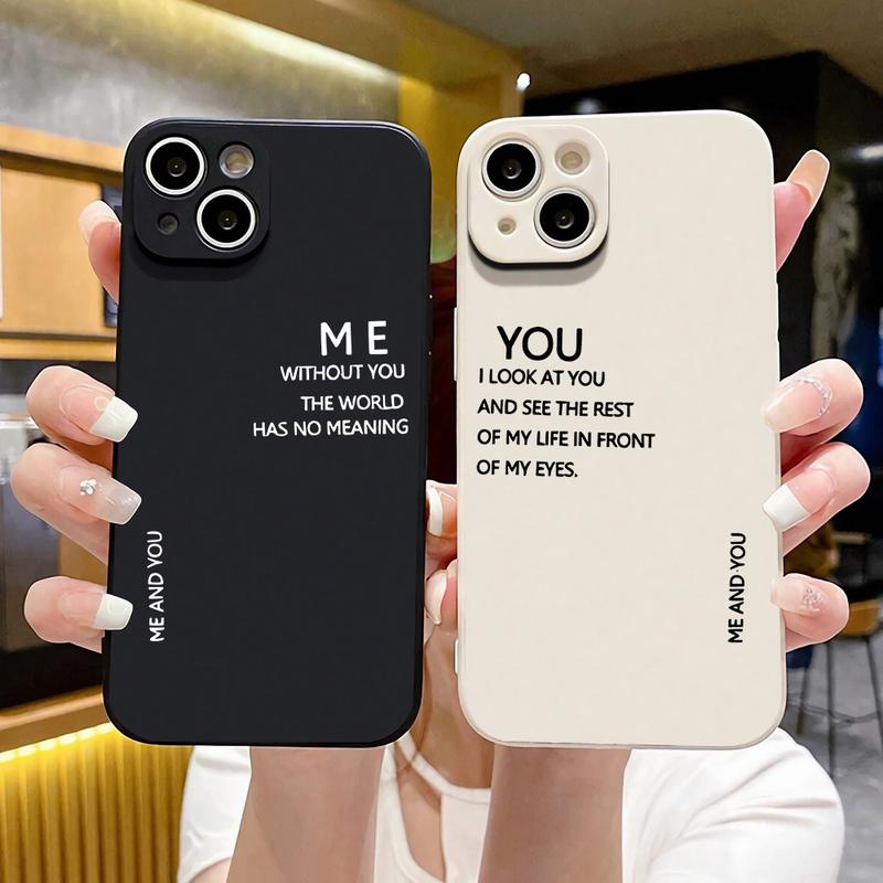 Phone case with couple pattern and English letters, suitable for iPhone ...