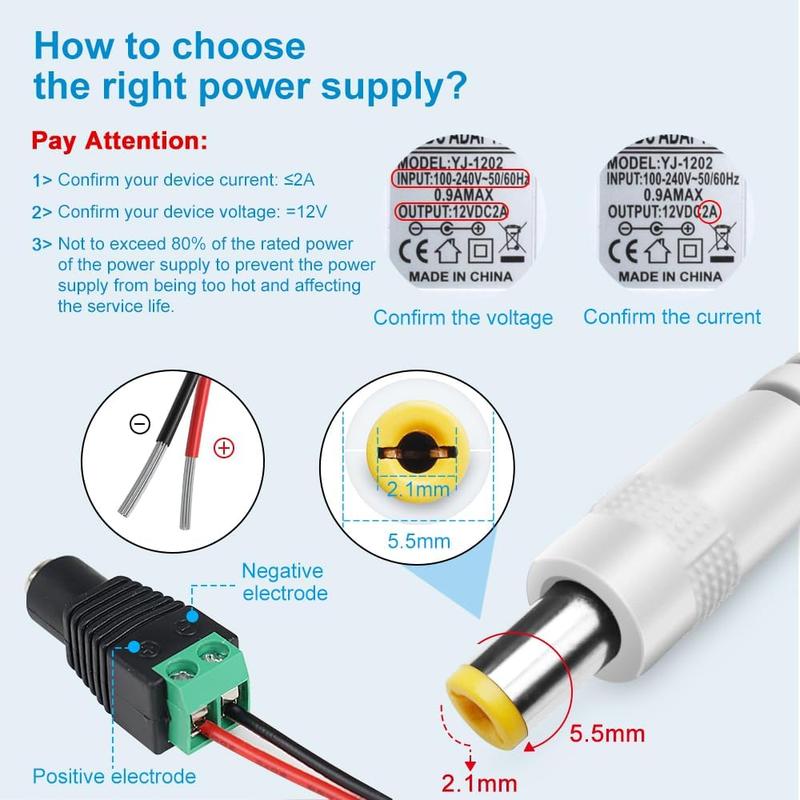12V Power , 12 Volt 3A 36W DC Power with On Off , White Switching LED ...