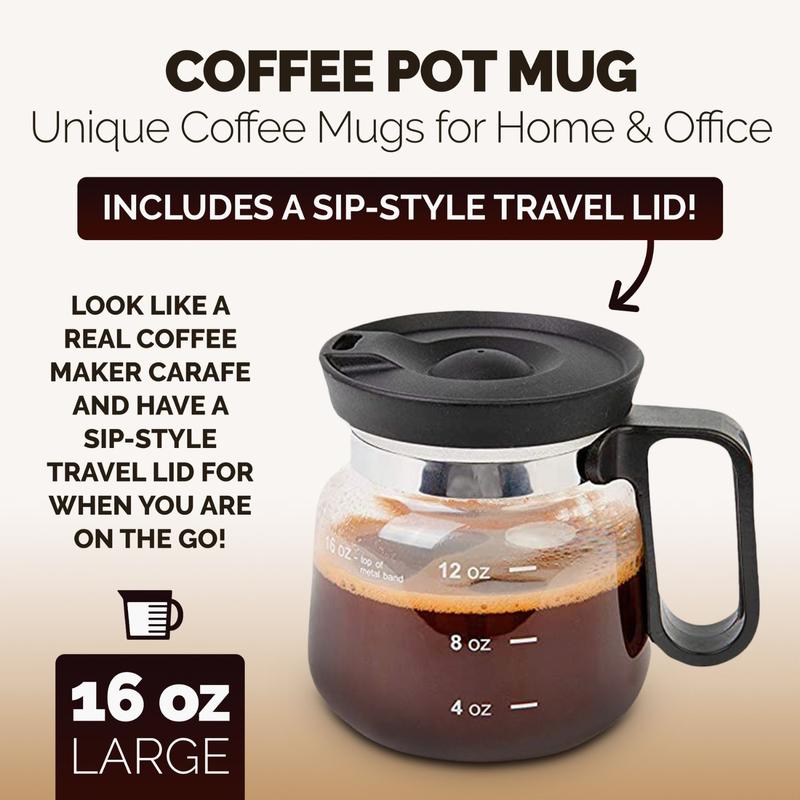 16oz Glass Coffee Mug in Coffee Pot Shape – Compact Carafe Design, Sip ...
