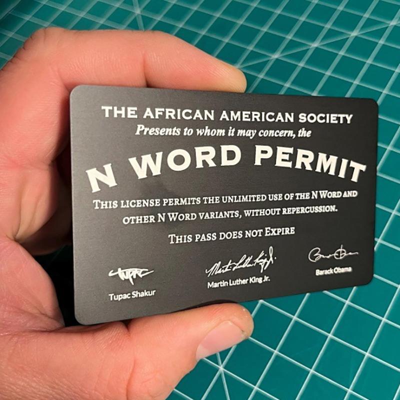 N Word Permit Gag Novelty Parody Card For Social Commentary Funny ...