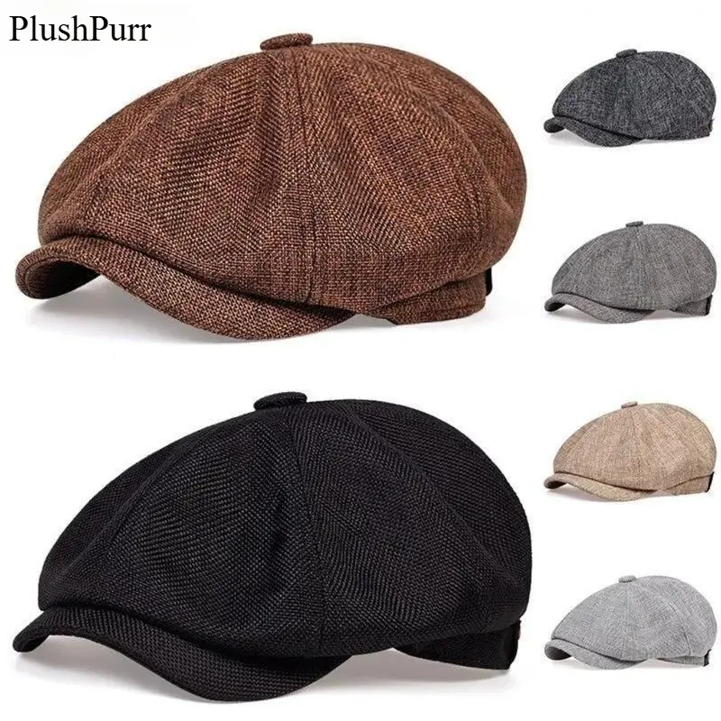 Men’s British Vintage Octagonal Flat Cap – Peaky Blinders Style Newsboy ...