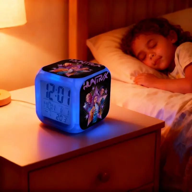 【New 2026】K-pop Demon Hunters Alarm Clock Colorful LED Digital Clock ...