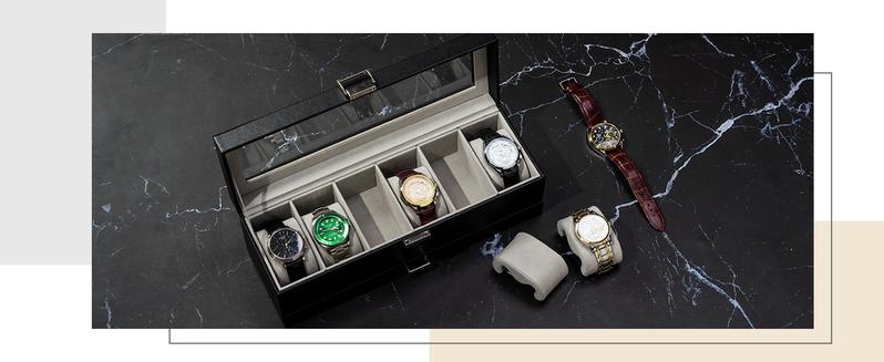 Watch Box, 6 Slot Watches Display Case with Drawer, Mens Watch Case ...