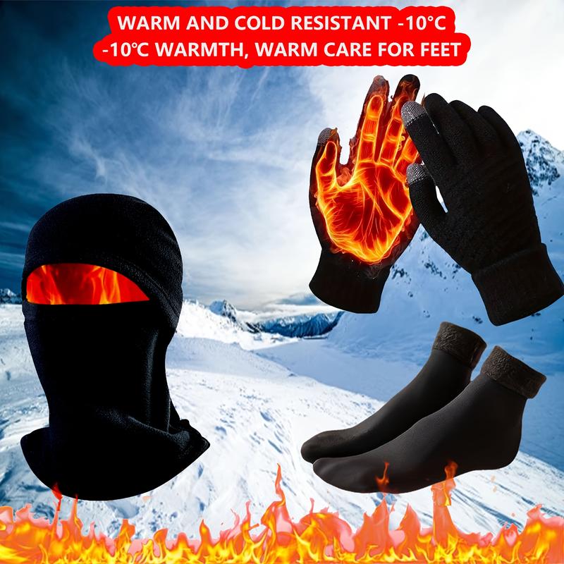 3-piece Warm Winter Set - Windproof and Warm Knitted Balakla Hat ...