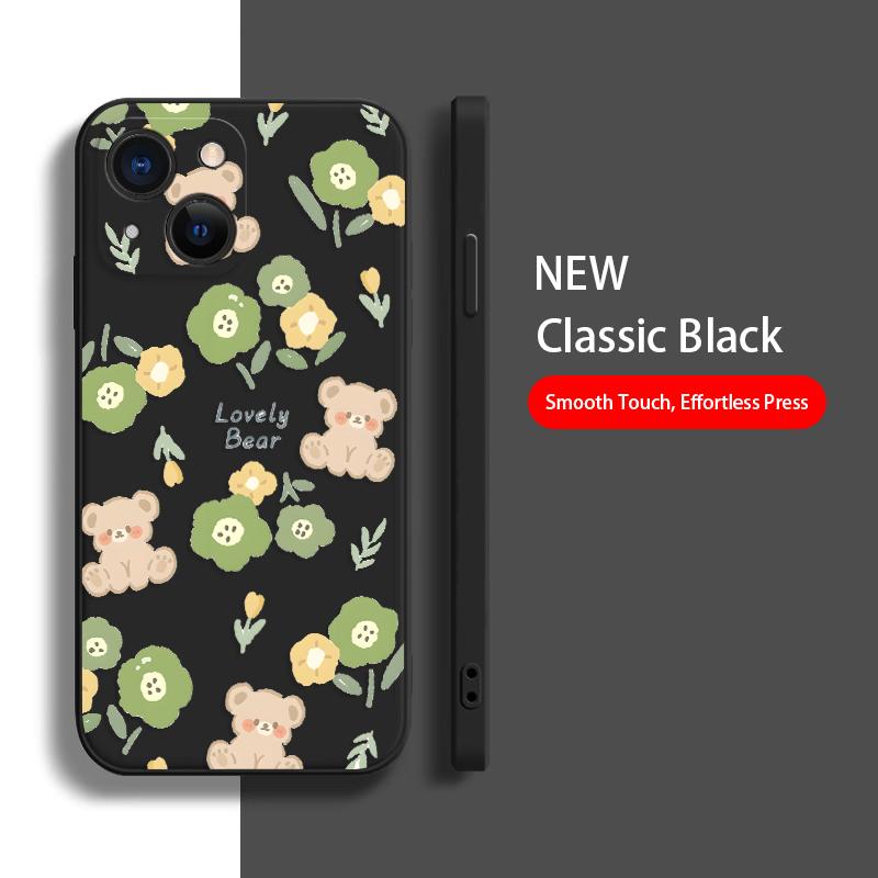 Lovely Bear Pattern Straight Edge Phone Case Soft Case for iPhone 16 15 ...