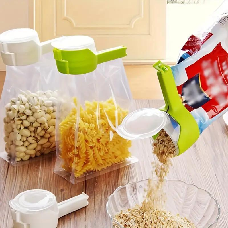 4pcs Food Bag Clips with Pour Spout, Kitchen Chip Bag Sealing Clips ...