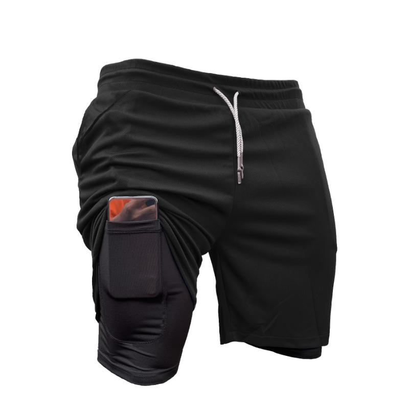 5pcs Men's 2-in-1 Double Layer Shorts With Inner Pocket, High Stretch ...