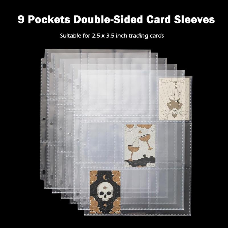 50 Pack 900 Pockets Trading Card Binder Sleeves, 9-Pocket Double-Sided ...