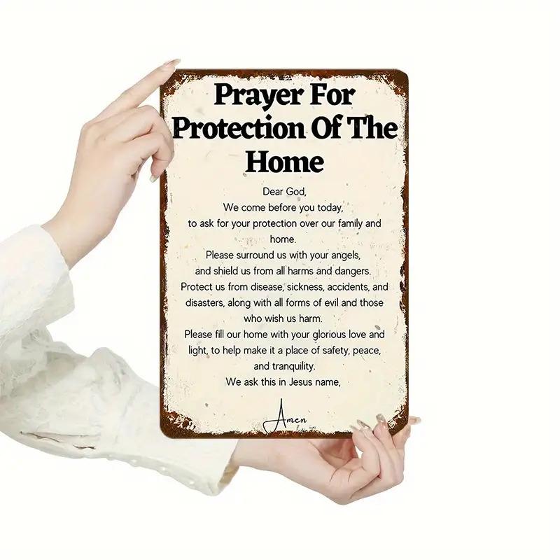 1PC 2D Plane Home Protection Prayer Tin Sign - Religious Metal Wall ...