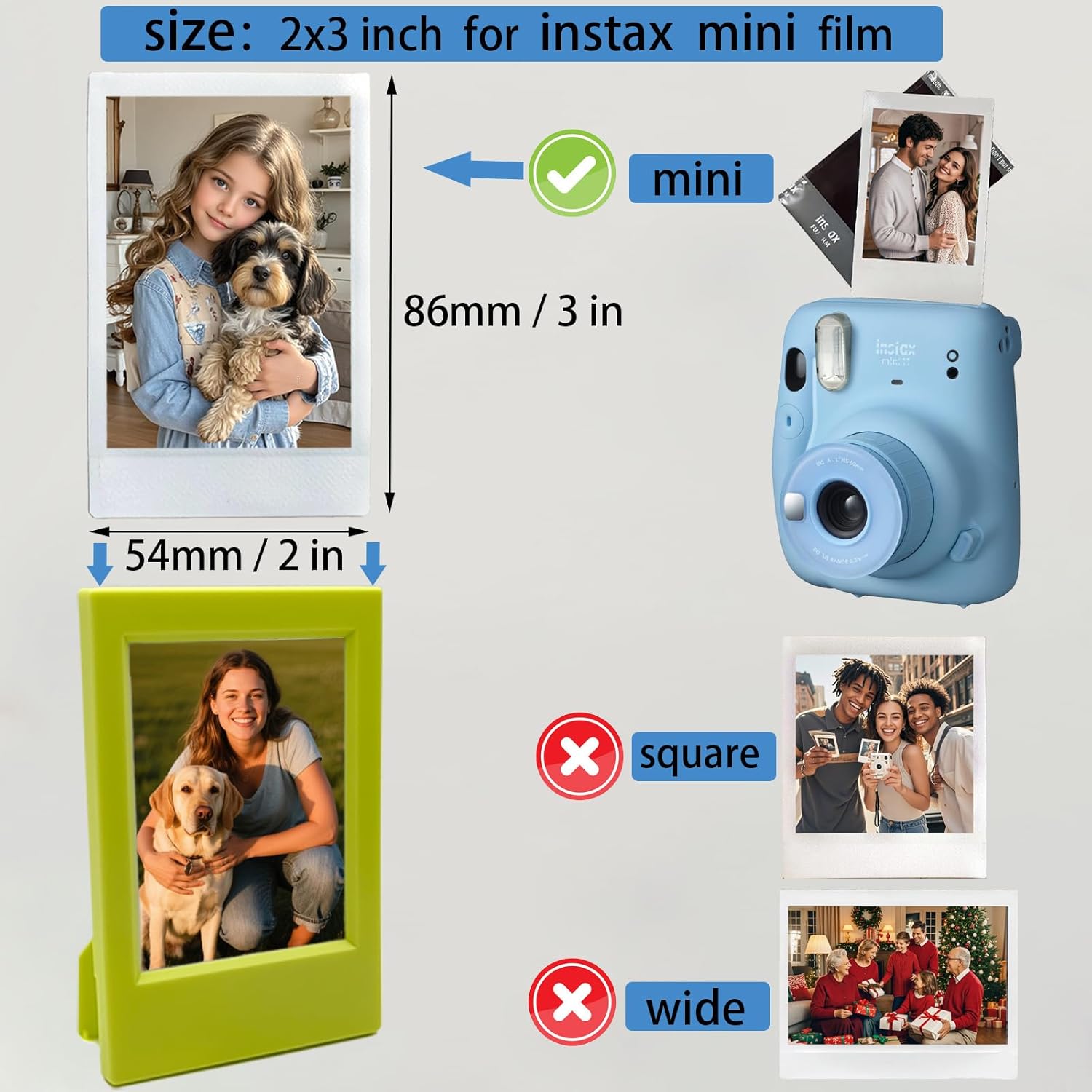 16 Pack 2x3 Picture Frames Bulk for Fujifilm Instax Mini Film, Small 2 ...