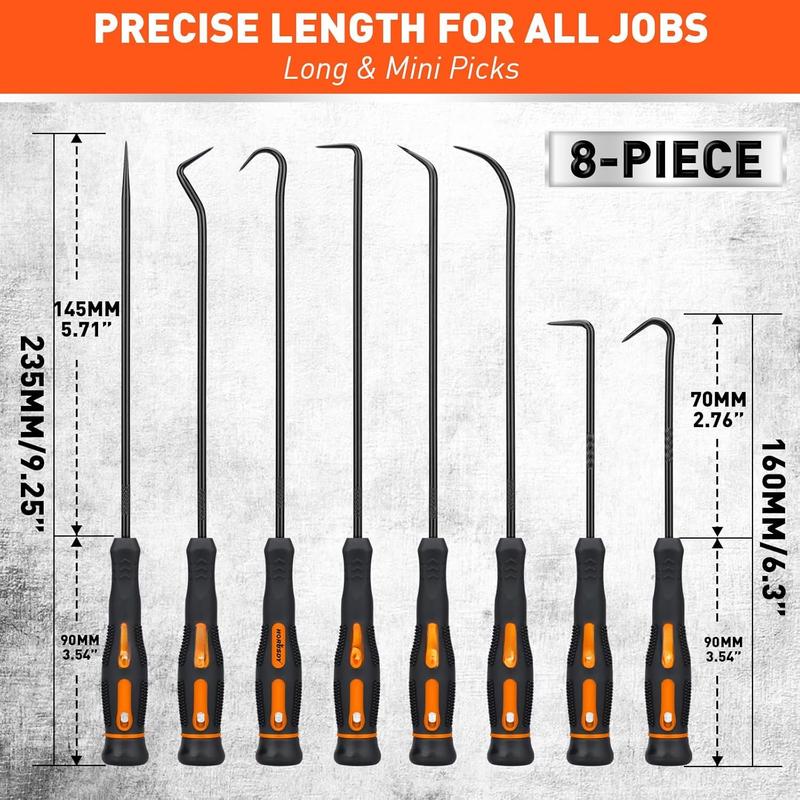8- Professional Hook and Pick Set for Automotive Precision Work, Oil ...