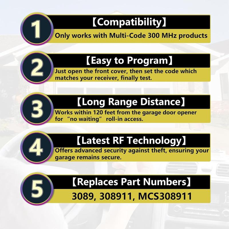 Garage Door Opener Remote for Linear Multi-Code 3089 308911 MCS308911 ...