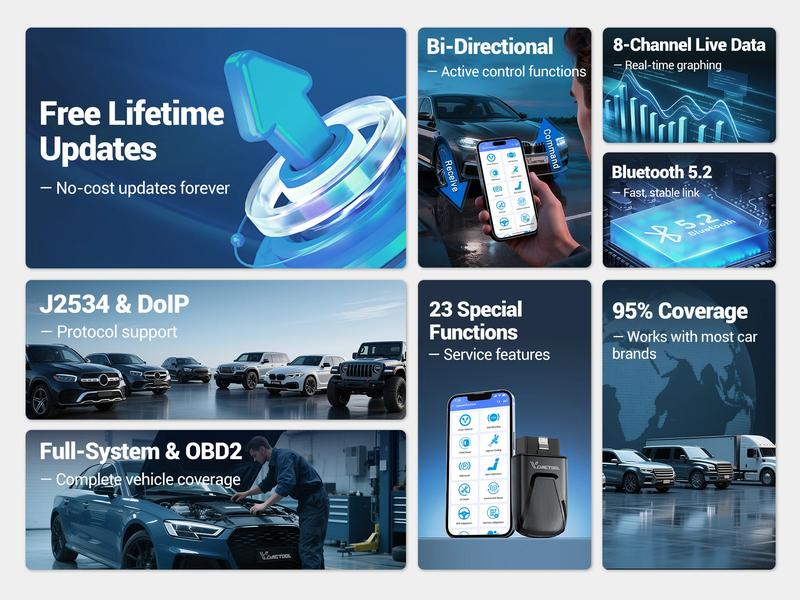 Vdiagtool D200 Bi-Directional Car OBD2 Scanner with J2534 & DoIP ...