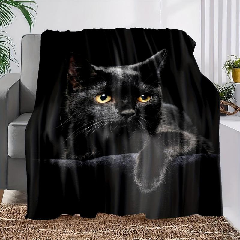 2D! 2D! Not 3D Blanket Soft Throw Blanket Cute Black Cat Print Flannel ...