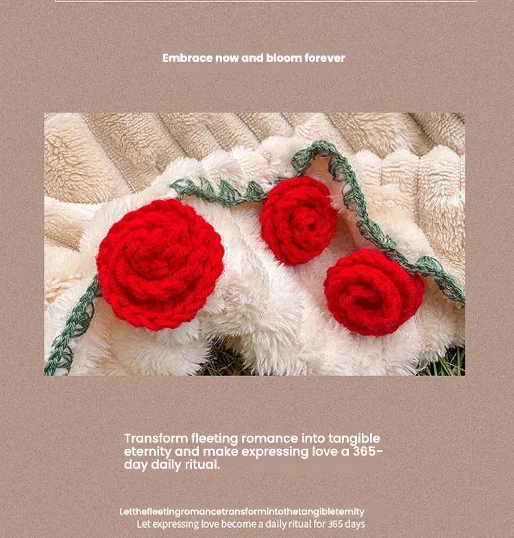 Rose Blanket Luxury Handwoven Plush Round Throw That Folds Into a Rose ...
