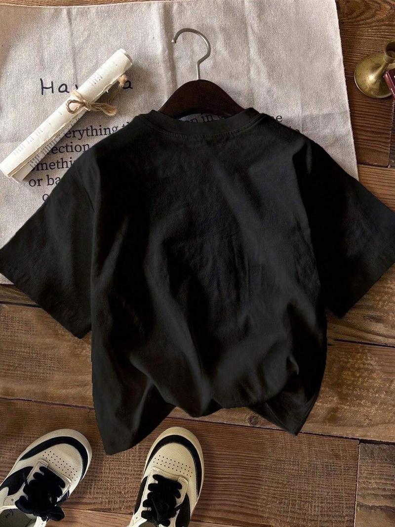 Moon Star Print Short Sleeve T-Shirt, Vintage Pattern Graphic Tee ...