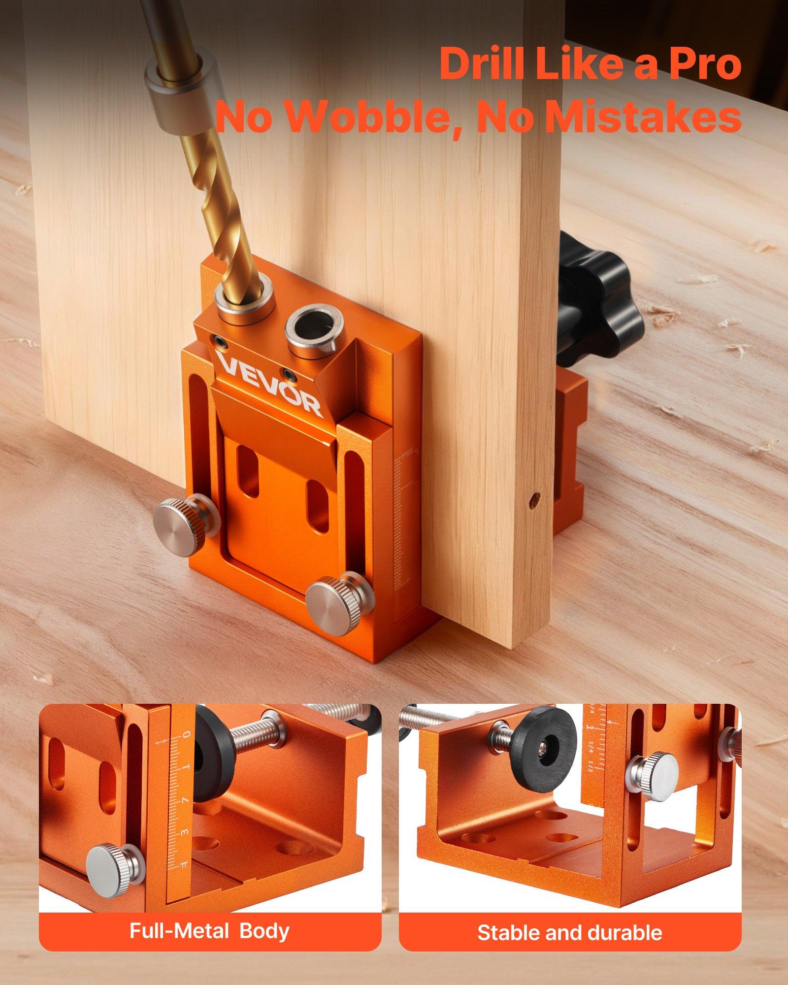 【FathersDayGift】 VEVOR Heavy Duty Pocket Hole Jig Tool Kit Set, 0.47-1. ...