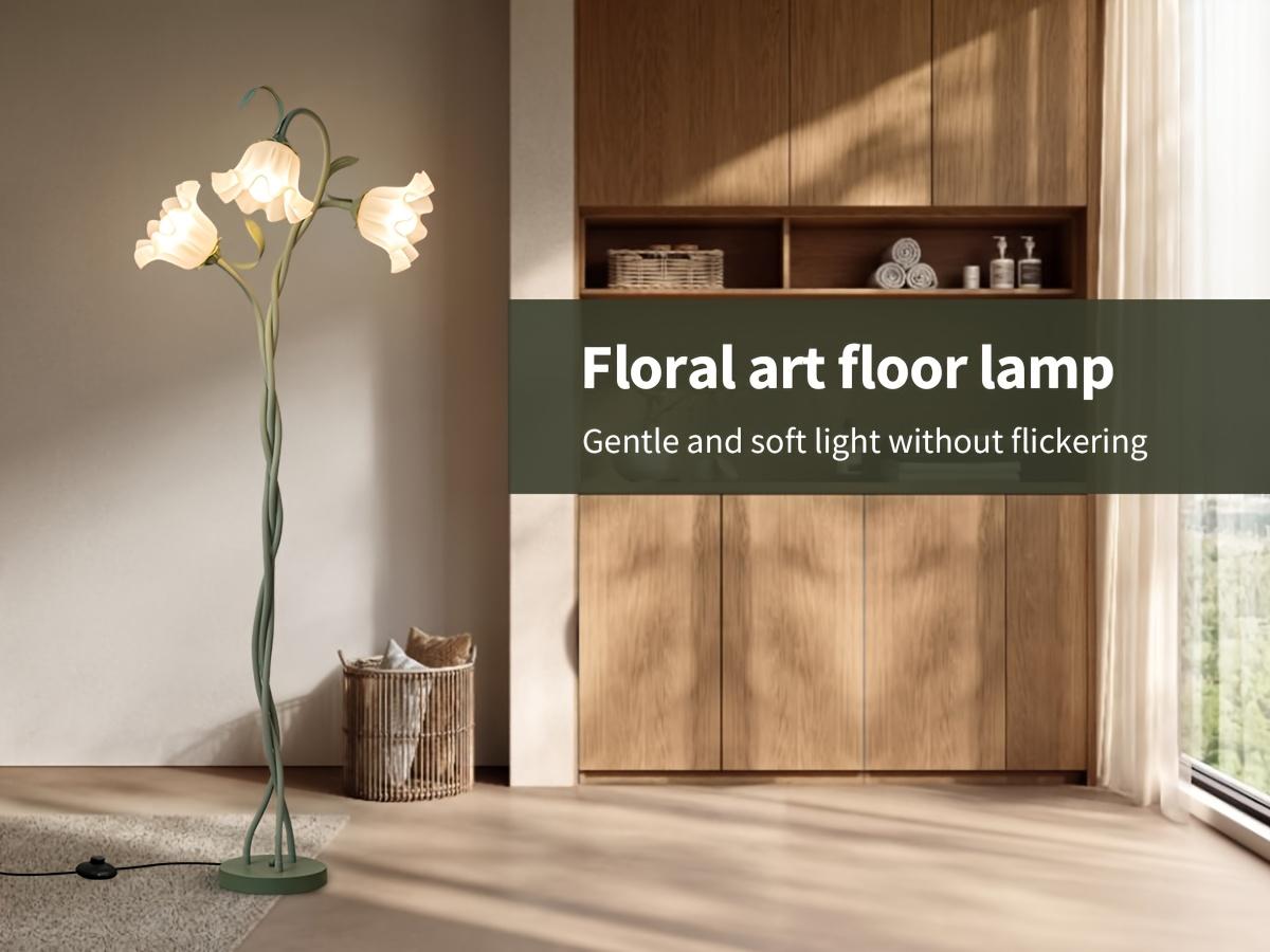 Modern Art Flower Floor Lamp, Flexible Arm Creative DIY Shape 3-Color ...