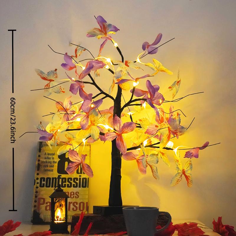 60cm Butterfly-shaped Birch Tree Light with 24 LED Flashing Lights, USB ...