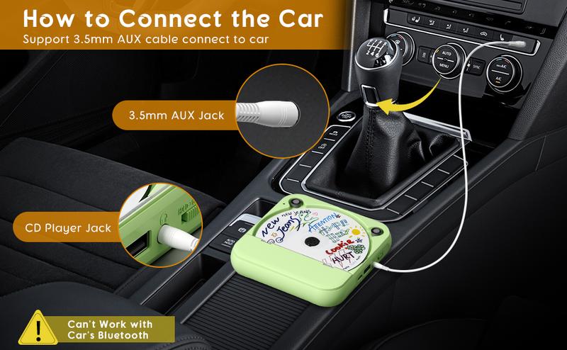 Portable CD Player with Bluetooth, Rechargeable CD Player for Home/Car ...