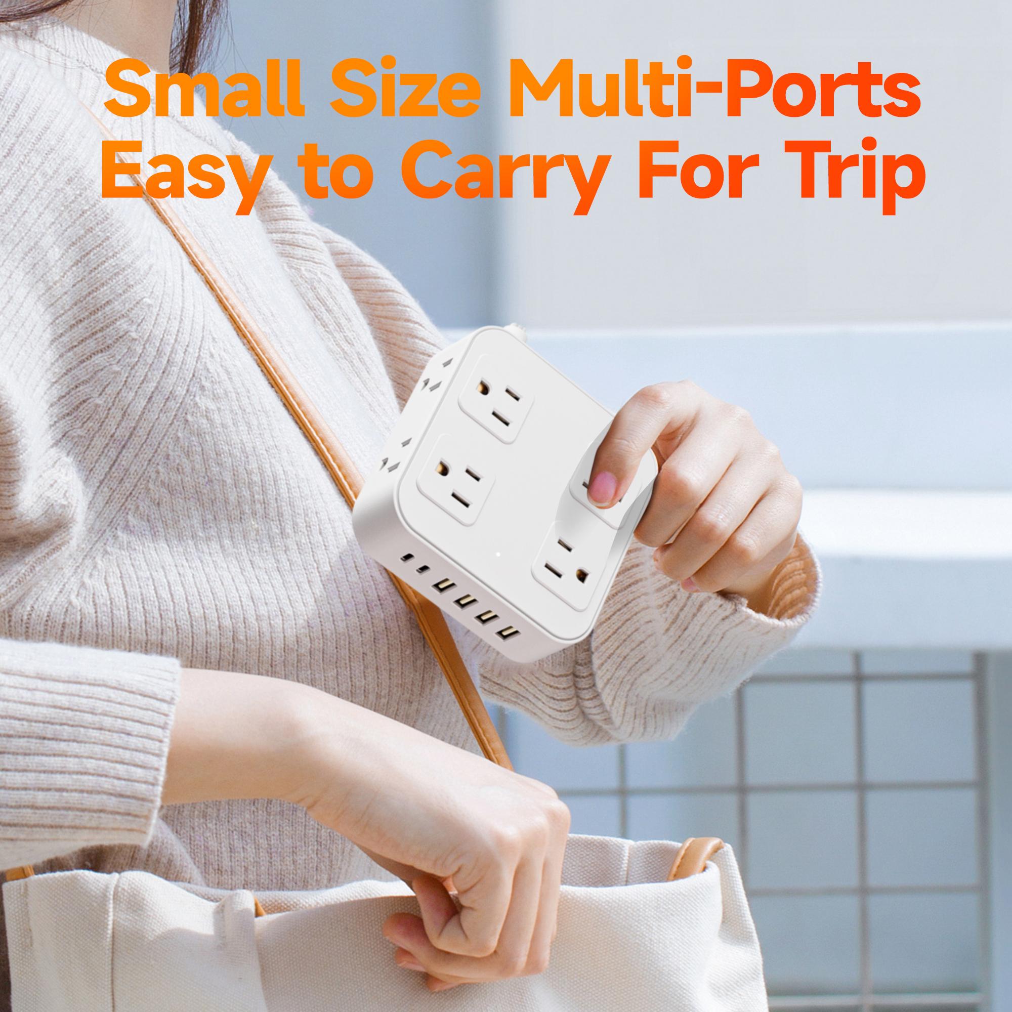 8-Outlet Surge Protector Power Strip with 4 USB A Ports，2 USB-C, Flat ...