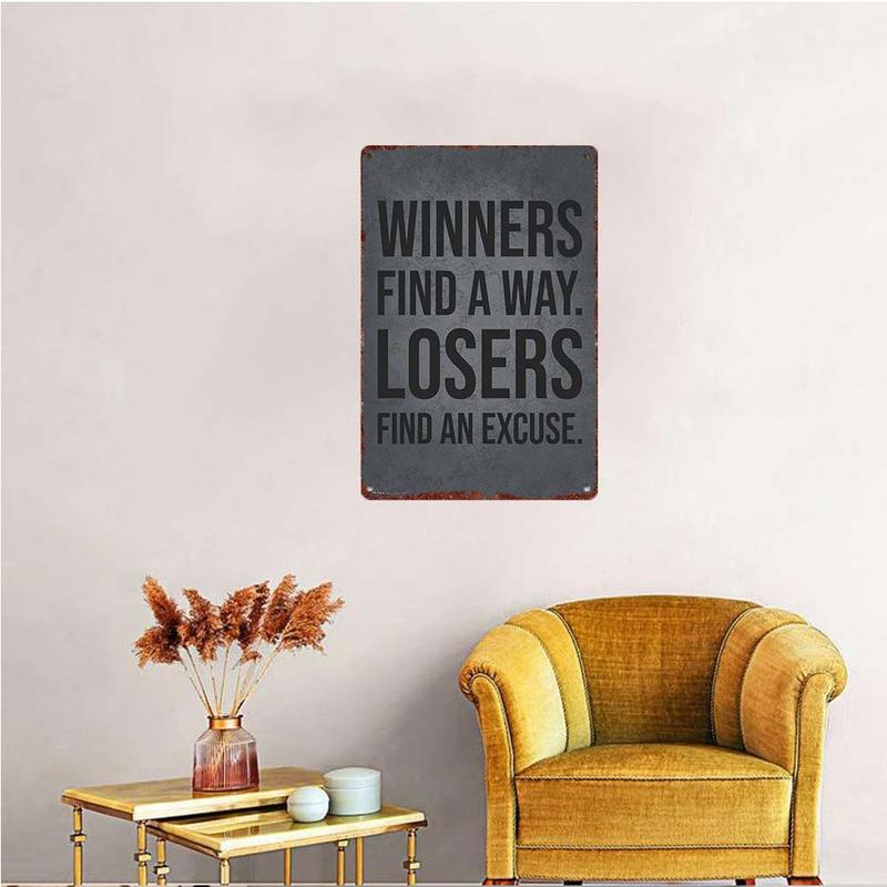 Vintage Metal Sign Aluminum Decorative Sign "Winners Find A Way Losers ...