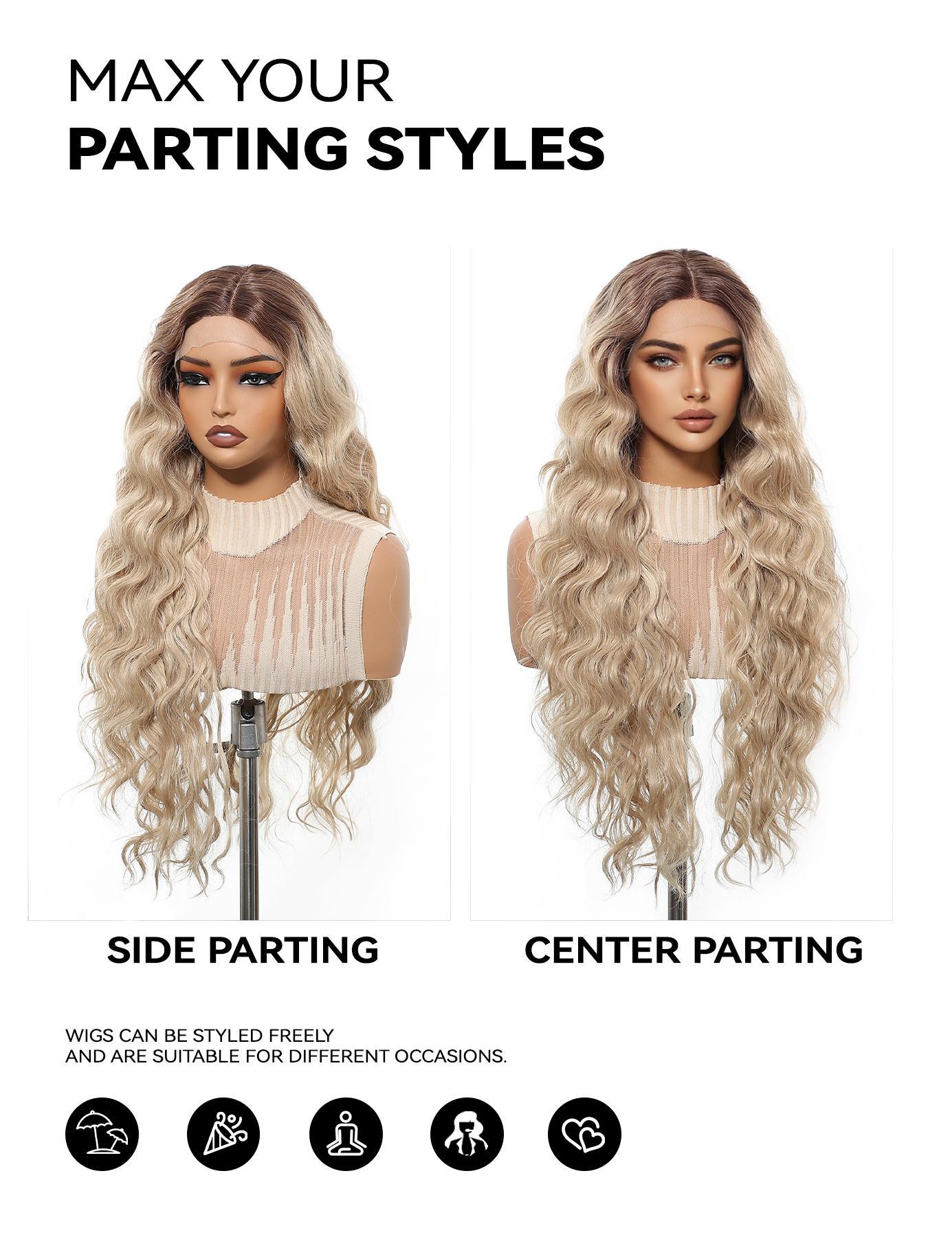 Long Blonde Wigs for Women, Gorgeous Fluffy Wigs without Bangs ...