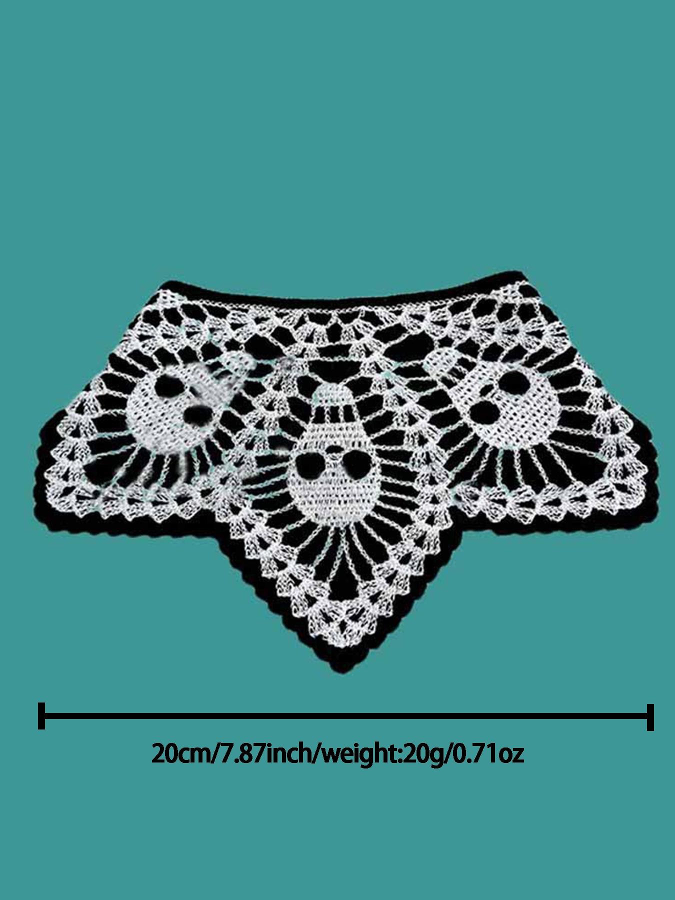 Halloween Skull Pattern Crochet Headband, Vintage Knitted Triangle ...