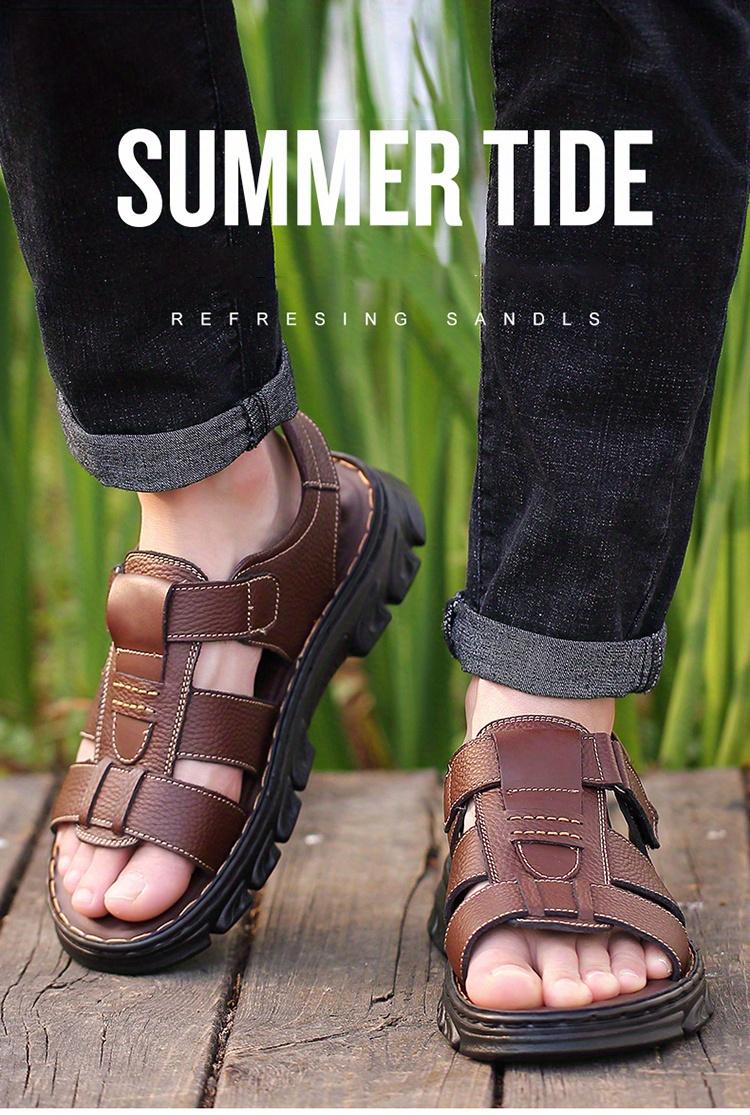 Men's fashion sandals with adjustable hook and loop fasteners ...