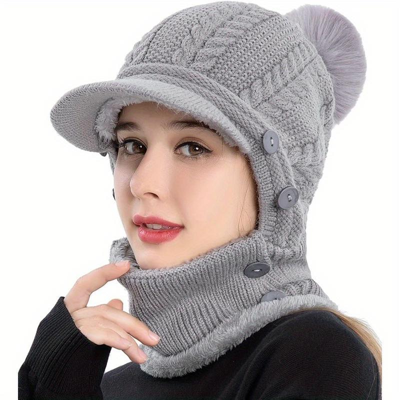 1PC Winter Women's Pullover Ear Warmer Hat Scarf Mask Combo – Thick ...