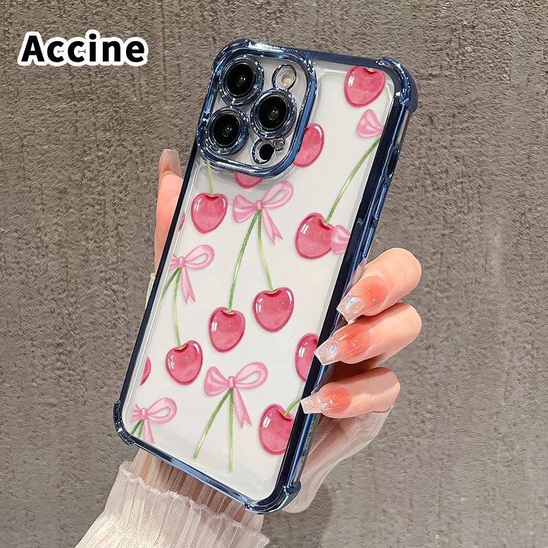 Four Corner Anti-Fall Cherry Bows Pattern Phone Case for iPhone 17 16 ...