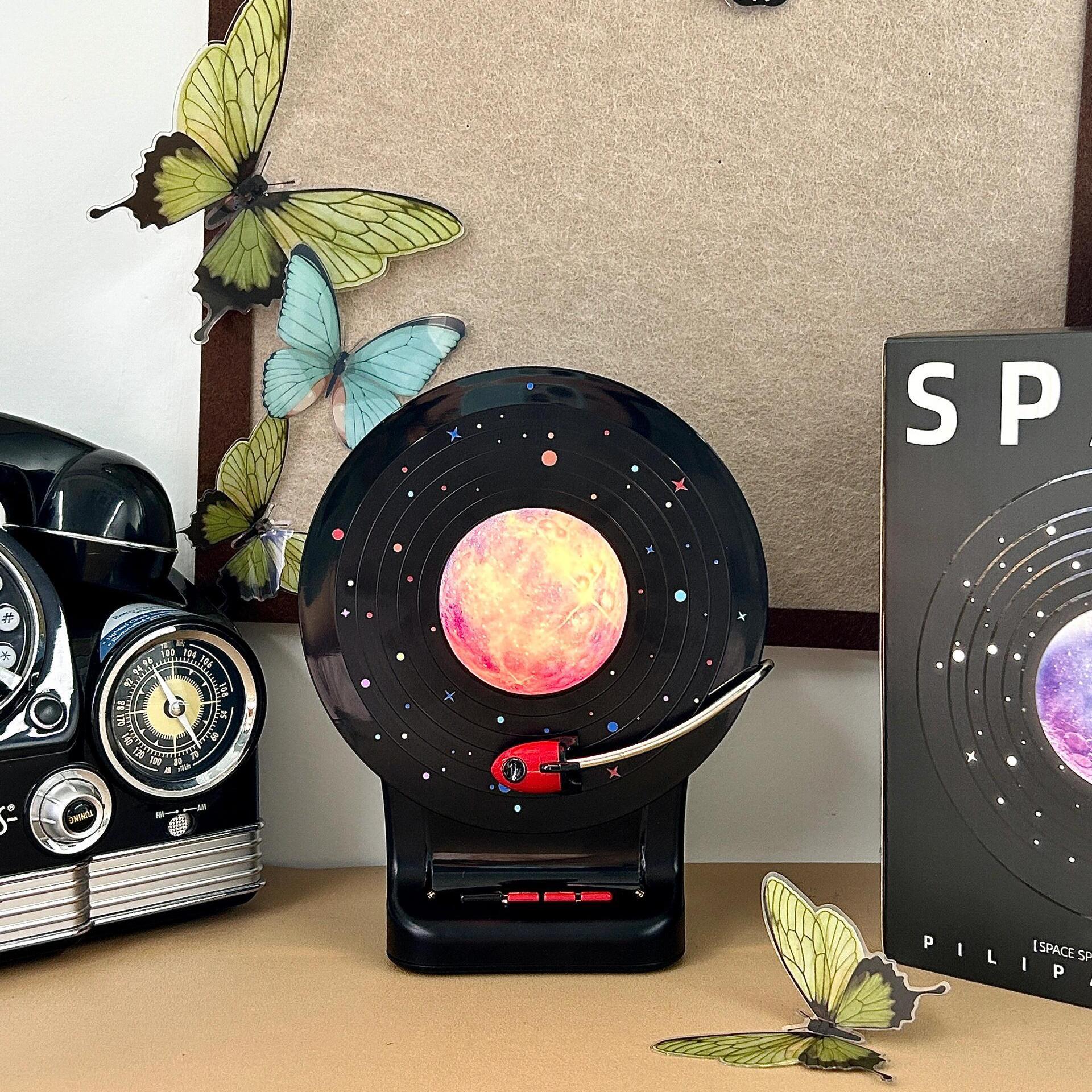 Galaxy Surround Space Theme Speaker, Portable Record Shape Speaker with ...