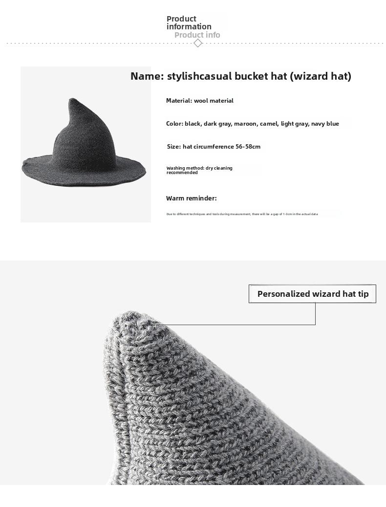 Wool Wizard Hat Hot-Selling Halloween Witch Hat Cross-Border Pointed ...