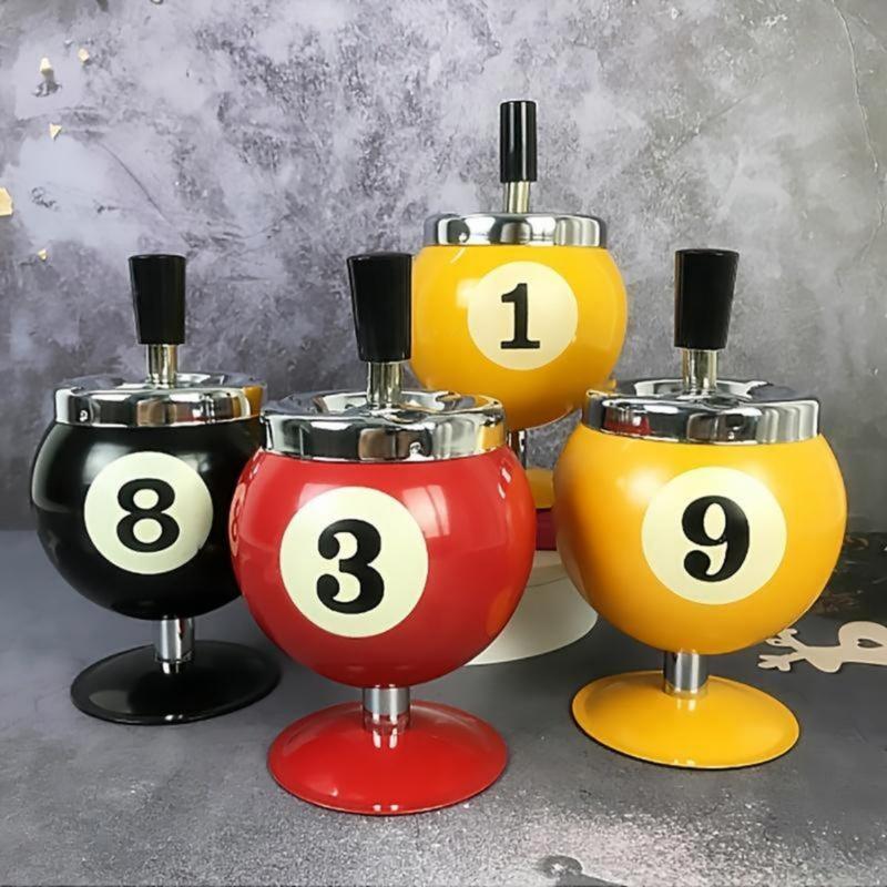 ChristmasGiftsBilliard Pool Ball Design Ashtray Creative Black Portable ...
