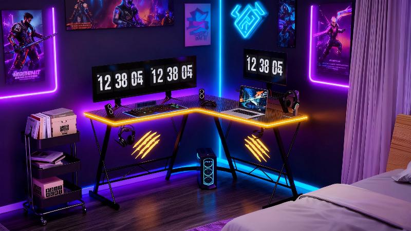 L Shaped Gaming Desk Corner Computer Desk,L shaped desk, Home Office ...