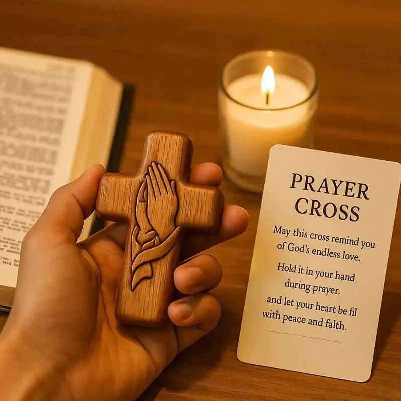 Elegant Compact Cross Shape Handmade Wooden Pocket Cross Gift Set ...