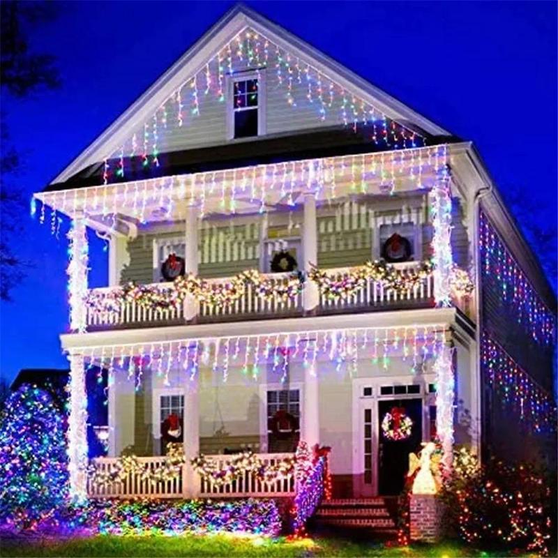 Solar Powered 96/162 LEDs Garland LED Curtain Icicle Lights Festoon ...