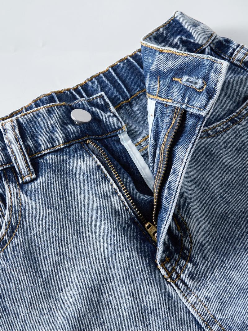 Girls' Snowflake Washed Ripped Pants, Loose Fit with Letter Heart ...