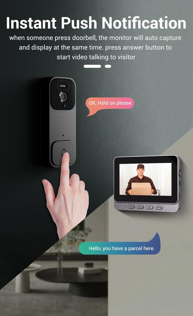 X7/X8 No WiFi Video Doorbell with Monitor – Wireless Doorbell Camera ...