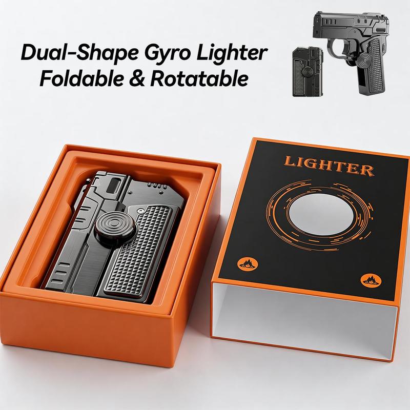 DIY Refillable Metal Lighter, Gun-shaped lighter, Foldable Rotatable ...