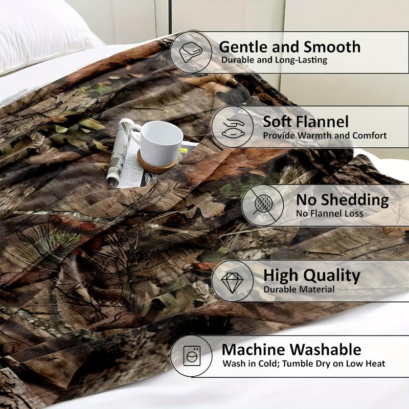 Ultra-Soft Flannel Camo Forest Throw Blanket - Realistic Hunting ...
