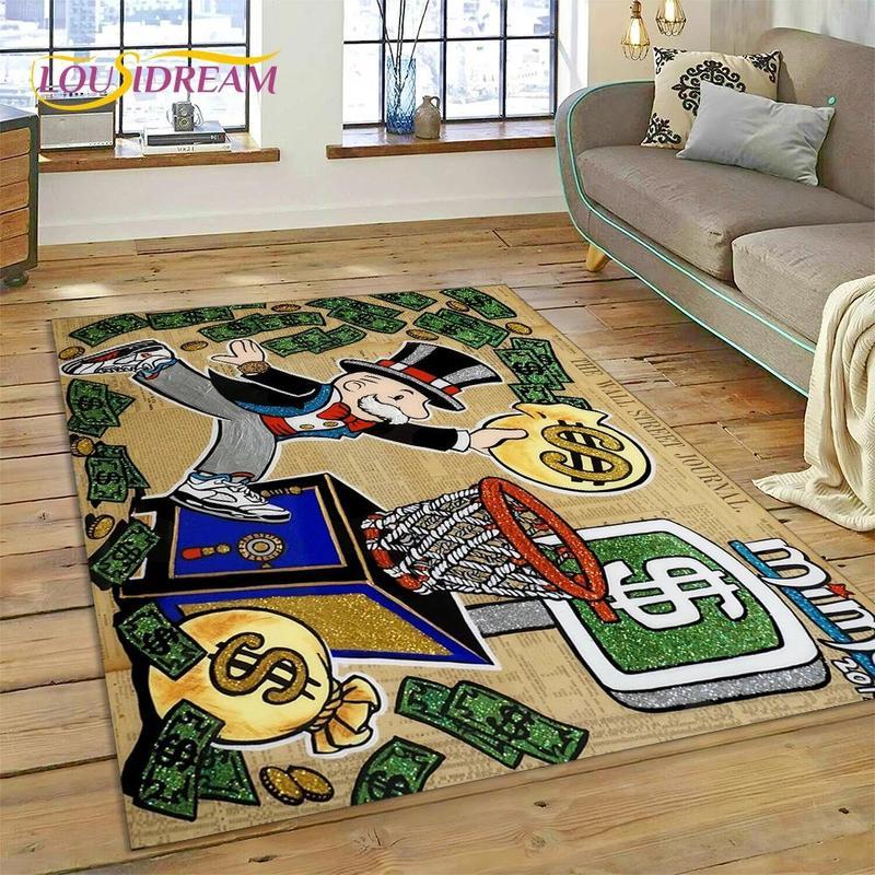 Game Dollar Monopoly Cartoon Money Rug Carpet for Living Room Bedroom ...