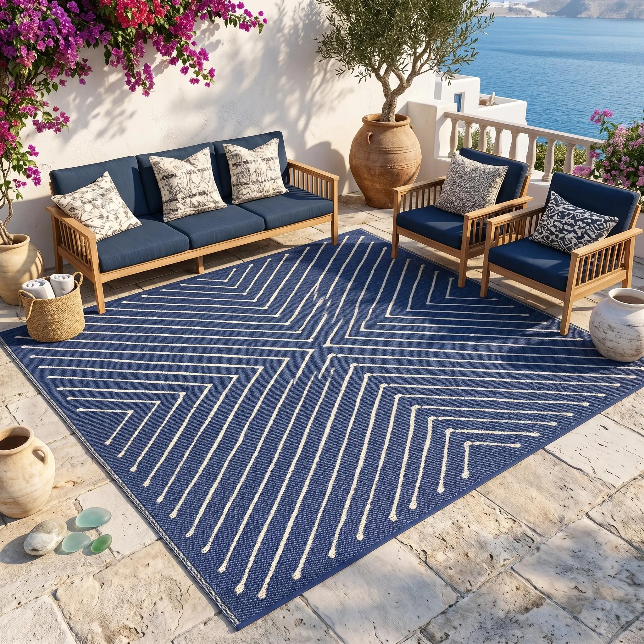 Garvee Modern Geometric Outdoor Rug Waterproof And UV Resistant Patio ...