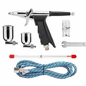 Uouteo Gravity Feed Airbrush Trigger Kit Spray Gun with 2 pcs 0.3mm ...